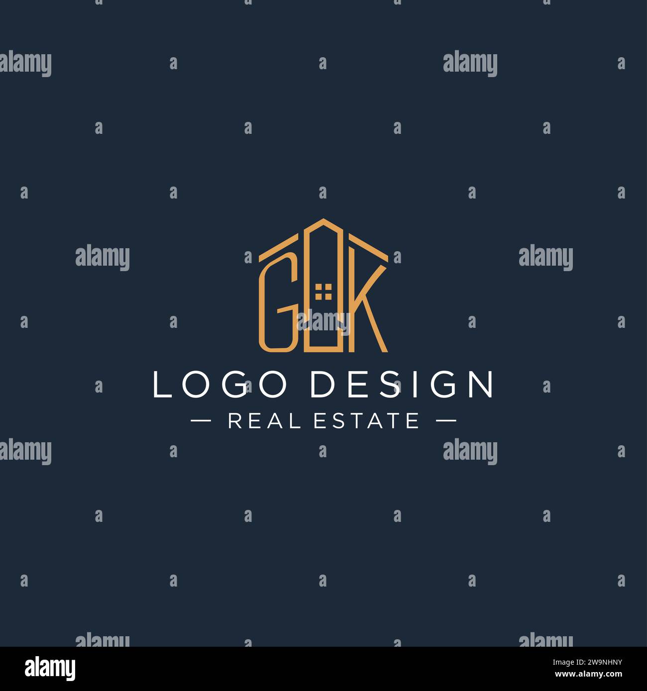 Initial letter GK logo with abstract house shape, luxury and modern ...