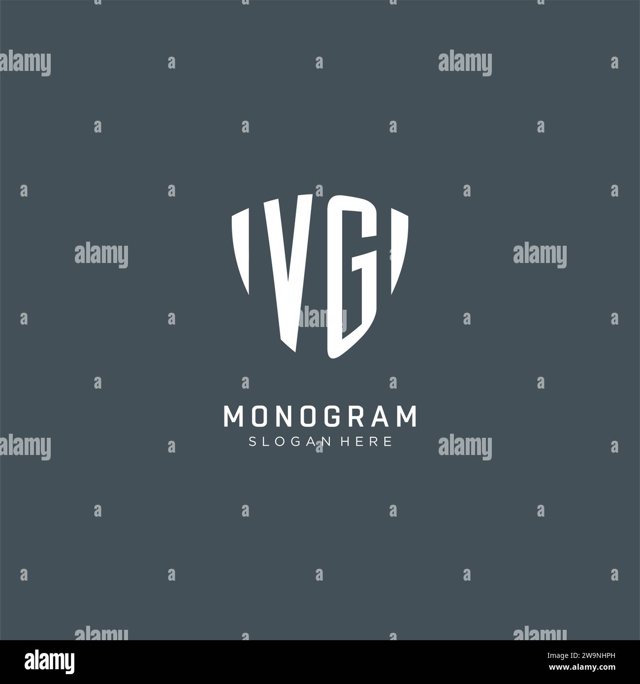 Initials VG logo shield guard shape, creative logo design concept ...