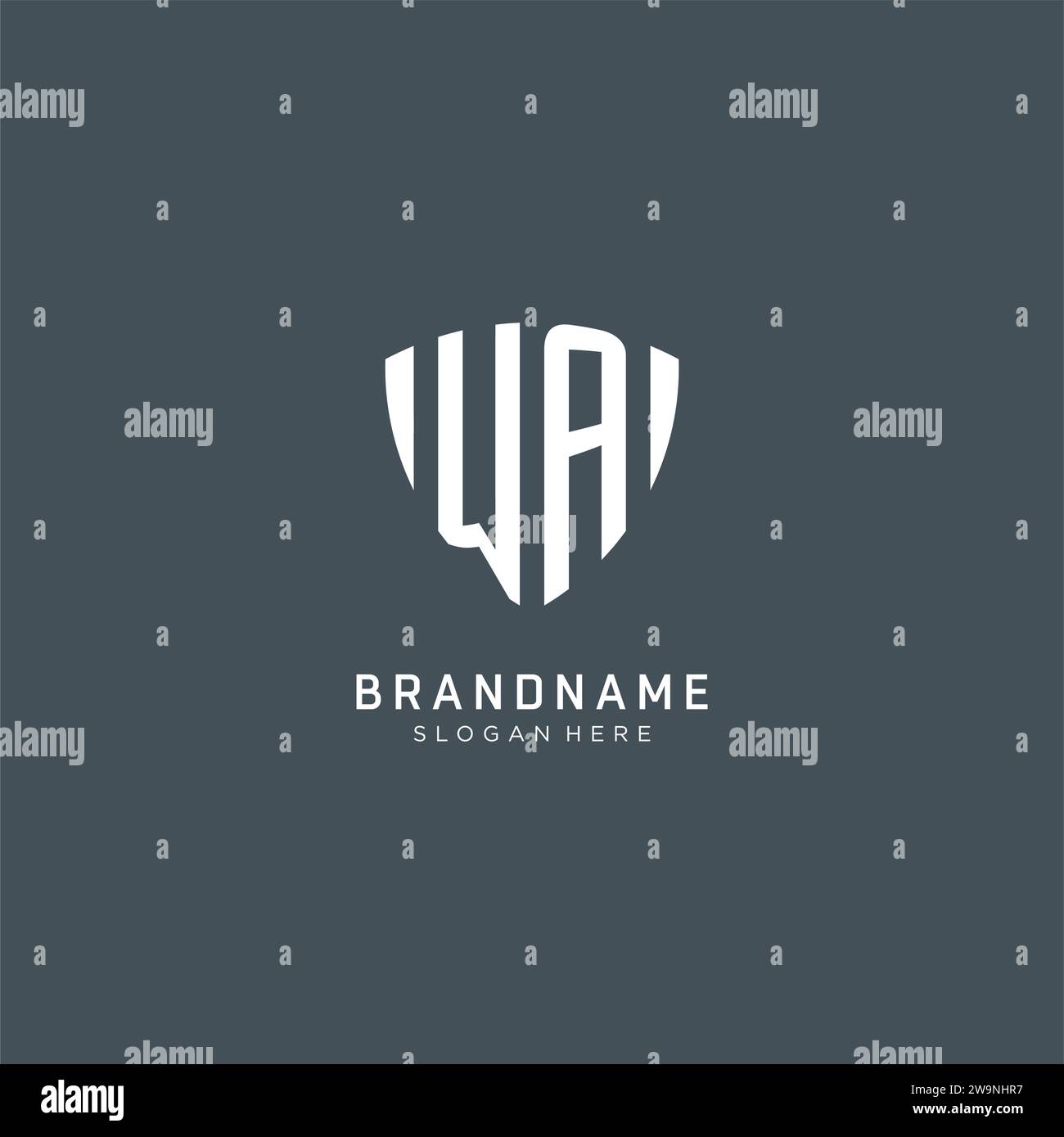 Initials WA logo shield guard shape, creative logo design concept ...