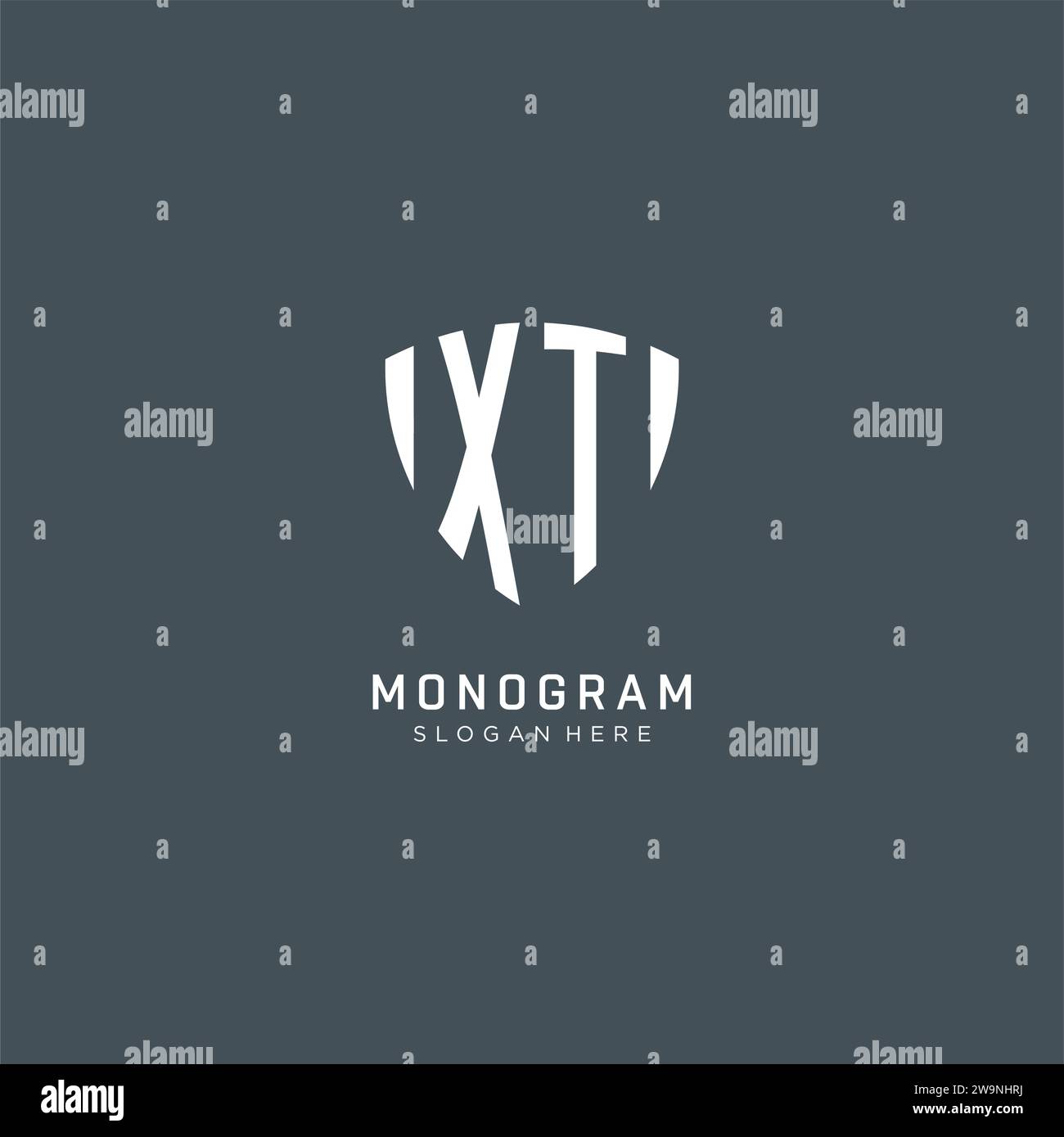 Initials XT logo shield guard shape, creative logo design concept ...