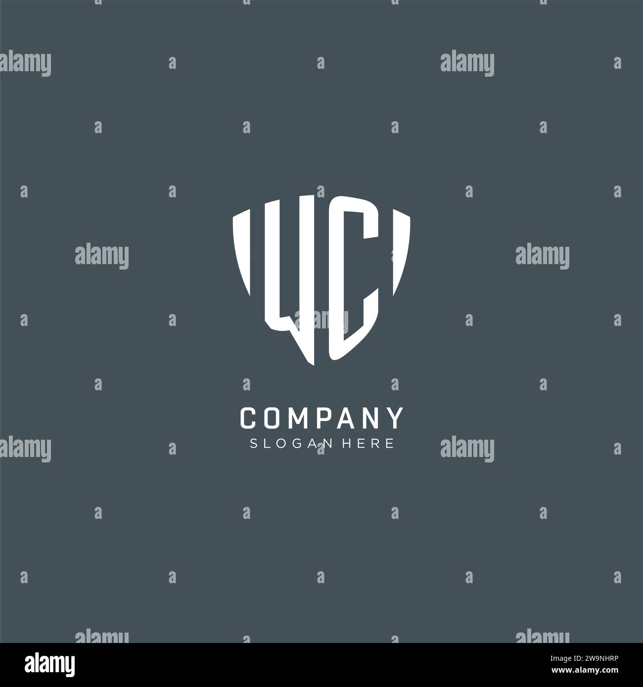 Initials WC logo shield guard shape, creative logo design concept ...