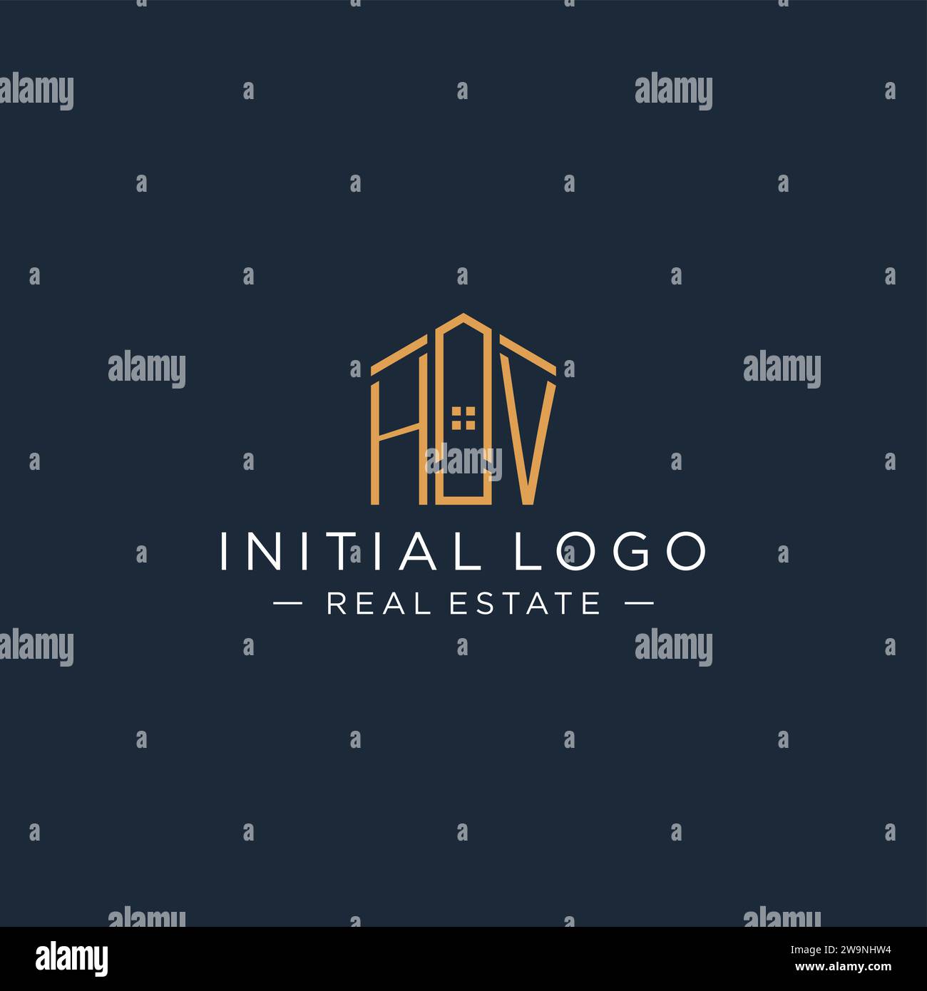 Initial letter HV logo with abstract house shape, luxury and modern ...