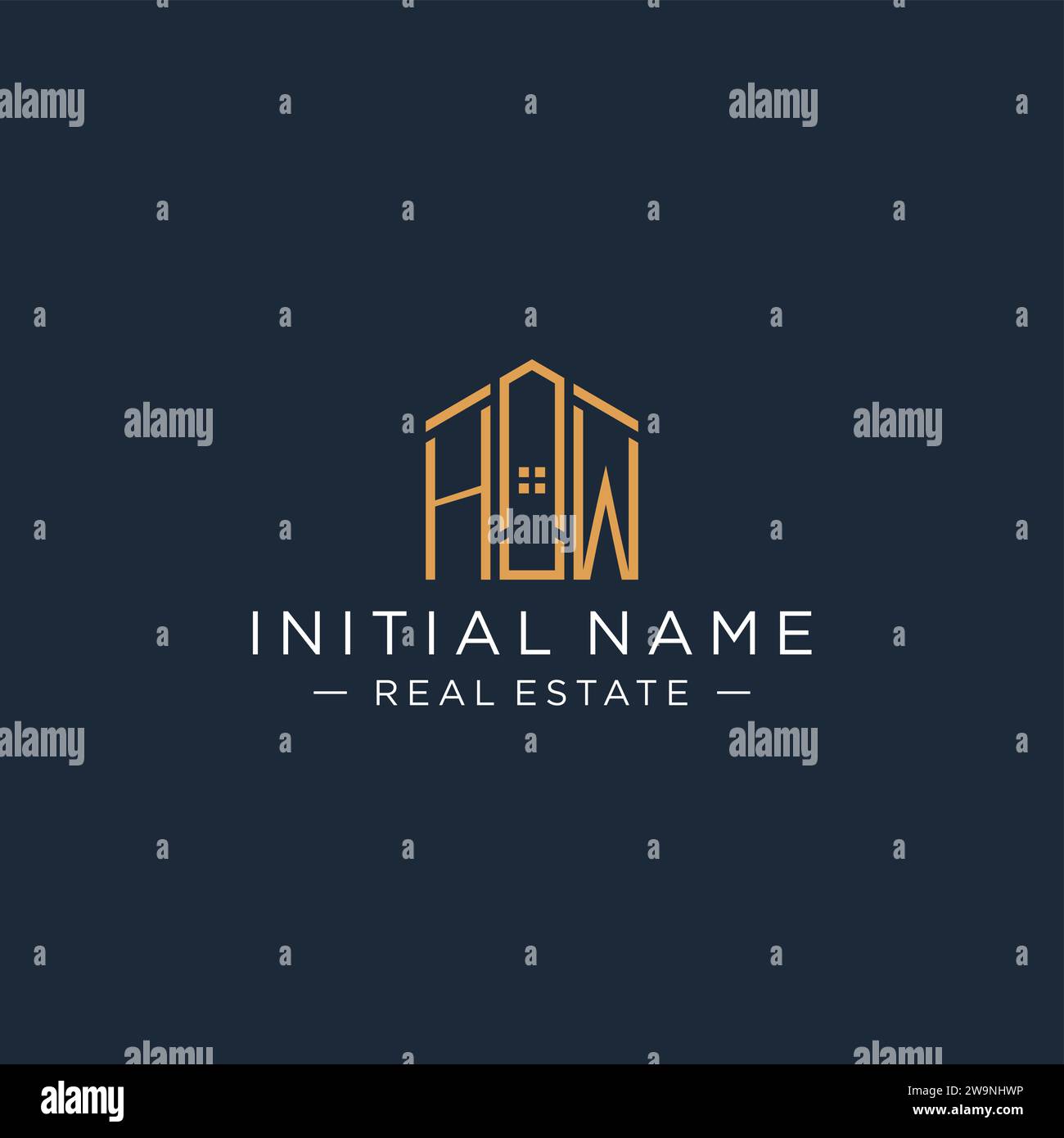 Initial letter HW logo with abstract house shape, luxury and modern ...