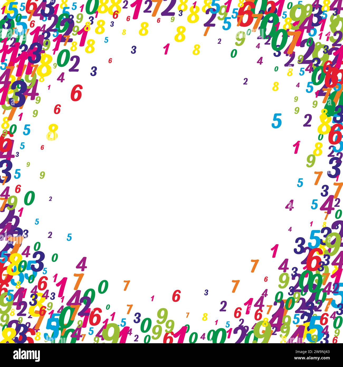 Flying colorful digits and numbers. School math notebook cover. Back to ...