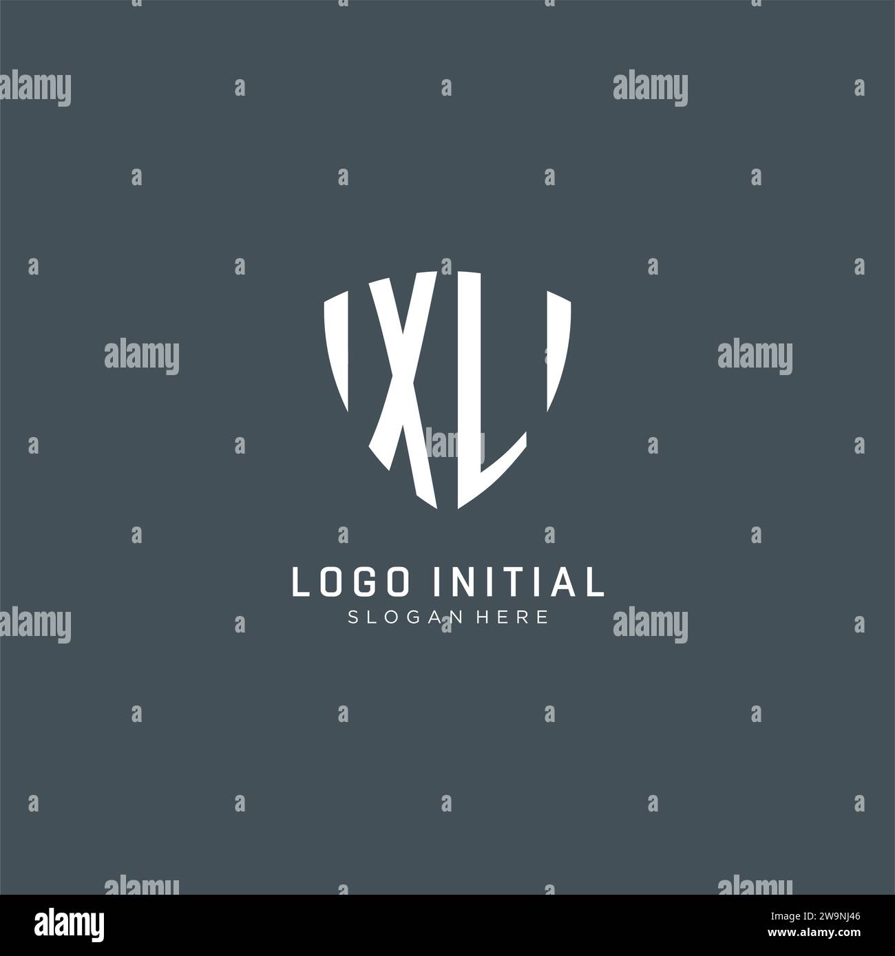 Initials XL logo shield guard shape, creative logo design concept ...