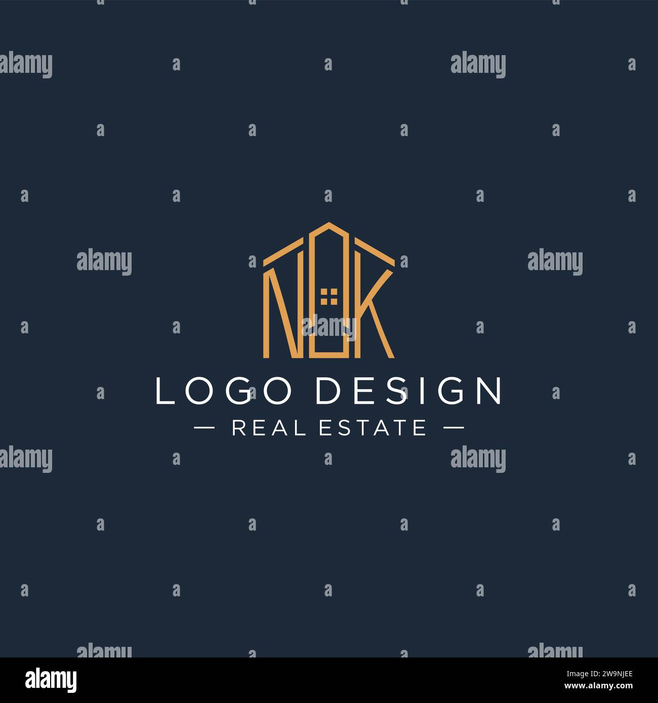 Initial letter NK logo with abstract house shape, luxury and modern ...
