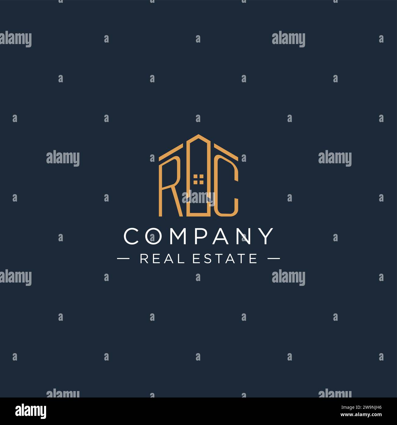 Initial letter RC logo with abstract house shape, luxury and modern ...