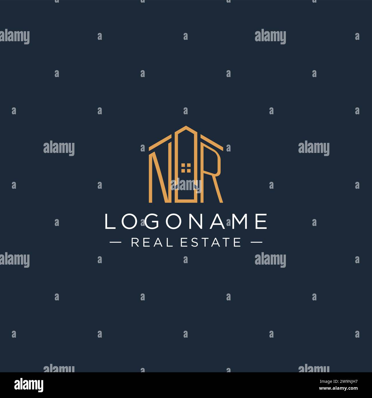 Initial letter NR logo with abstract house shape, luxury and modern ...