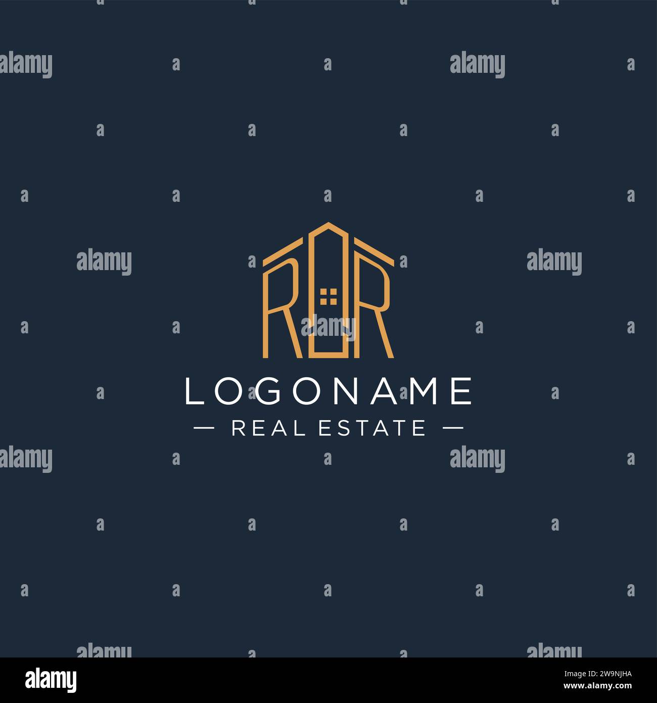 Initial letter RR logo with abstract house shape, luxury and modern ...