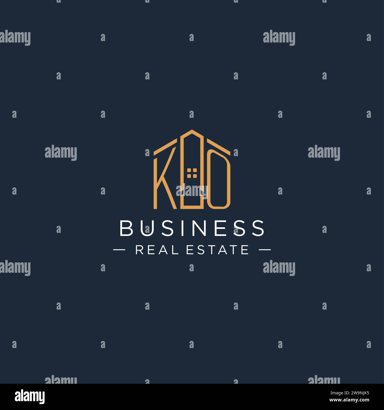 Initial letter KO logo with abstract house shape, luxury and modern ...