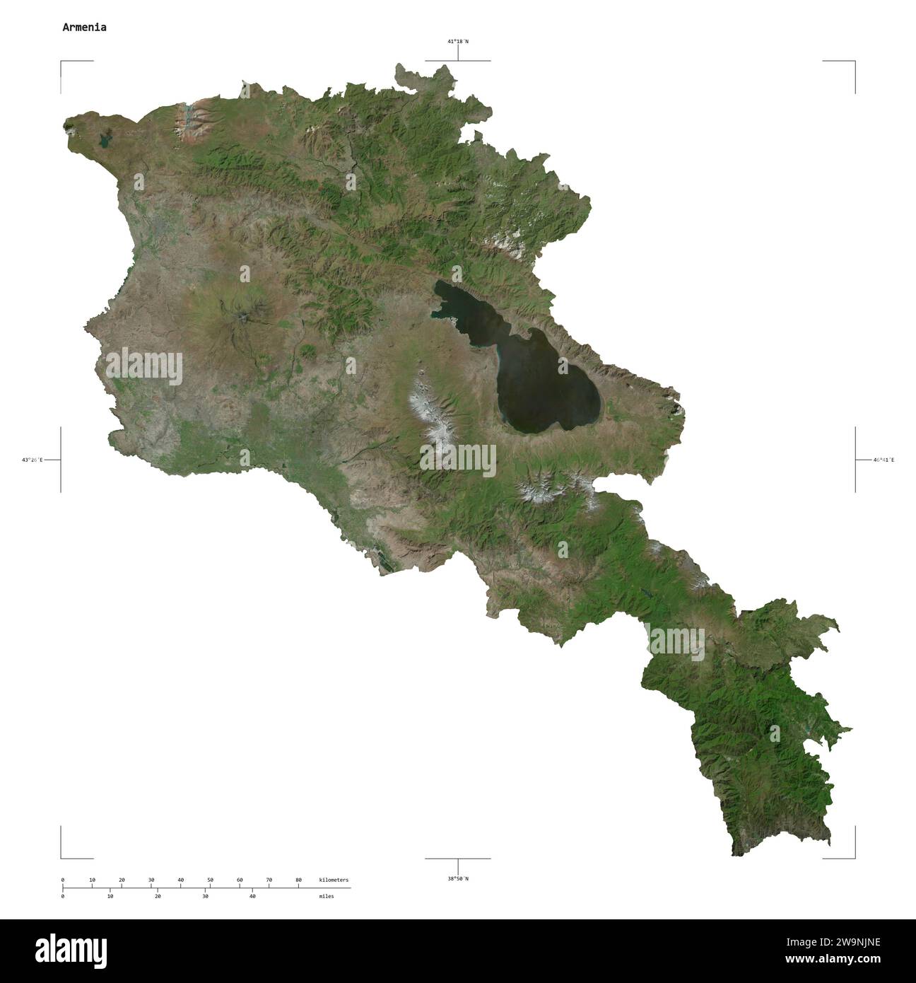Shape Of A High Resolution Satellite Map Of The Armenia With Distance