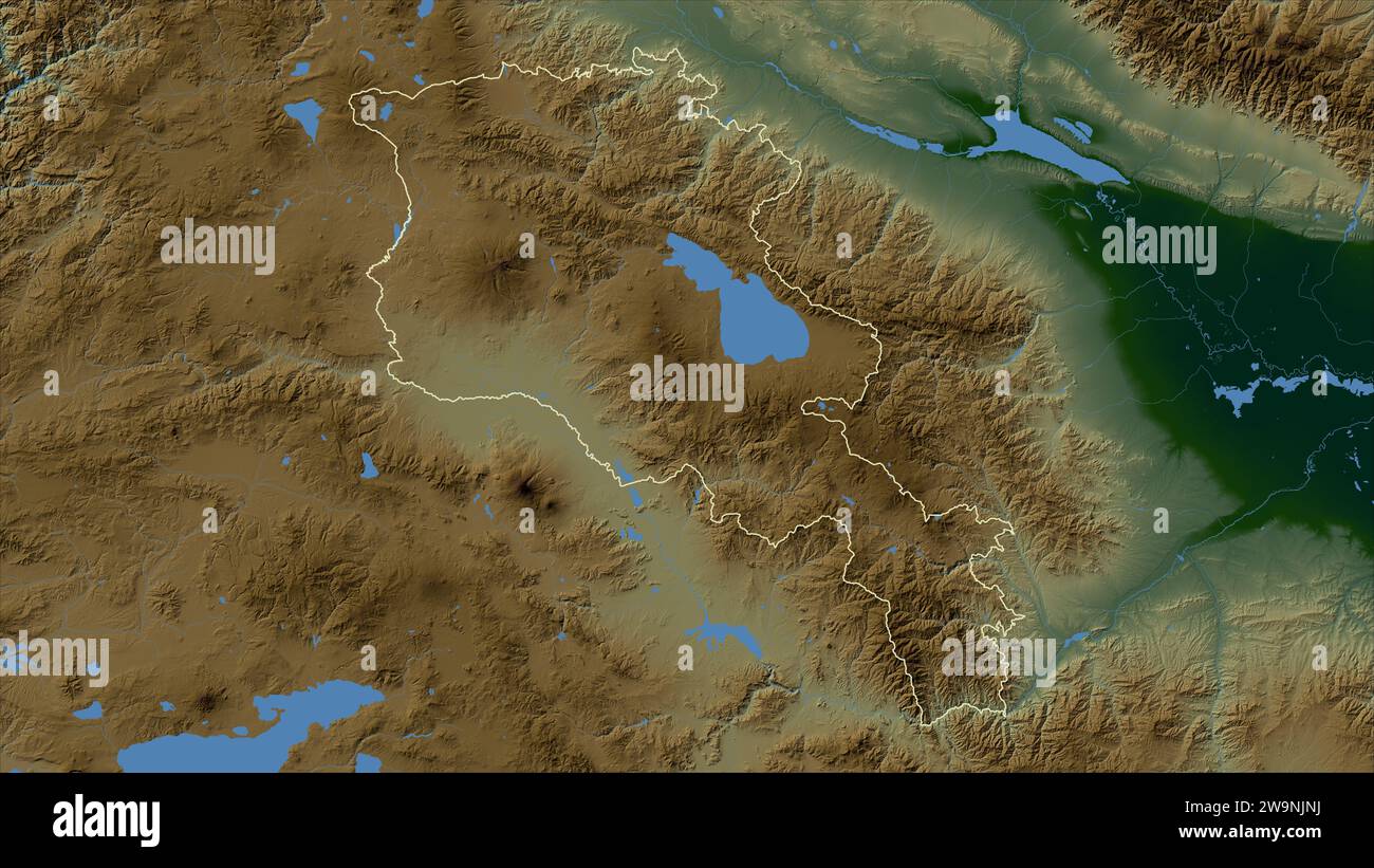 Armenia outlined on a Colored elevation map with lakes and rivers Stock Photo - Alamy