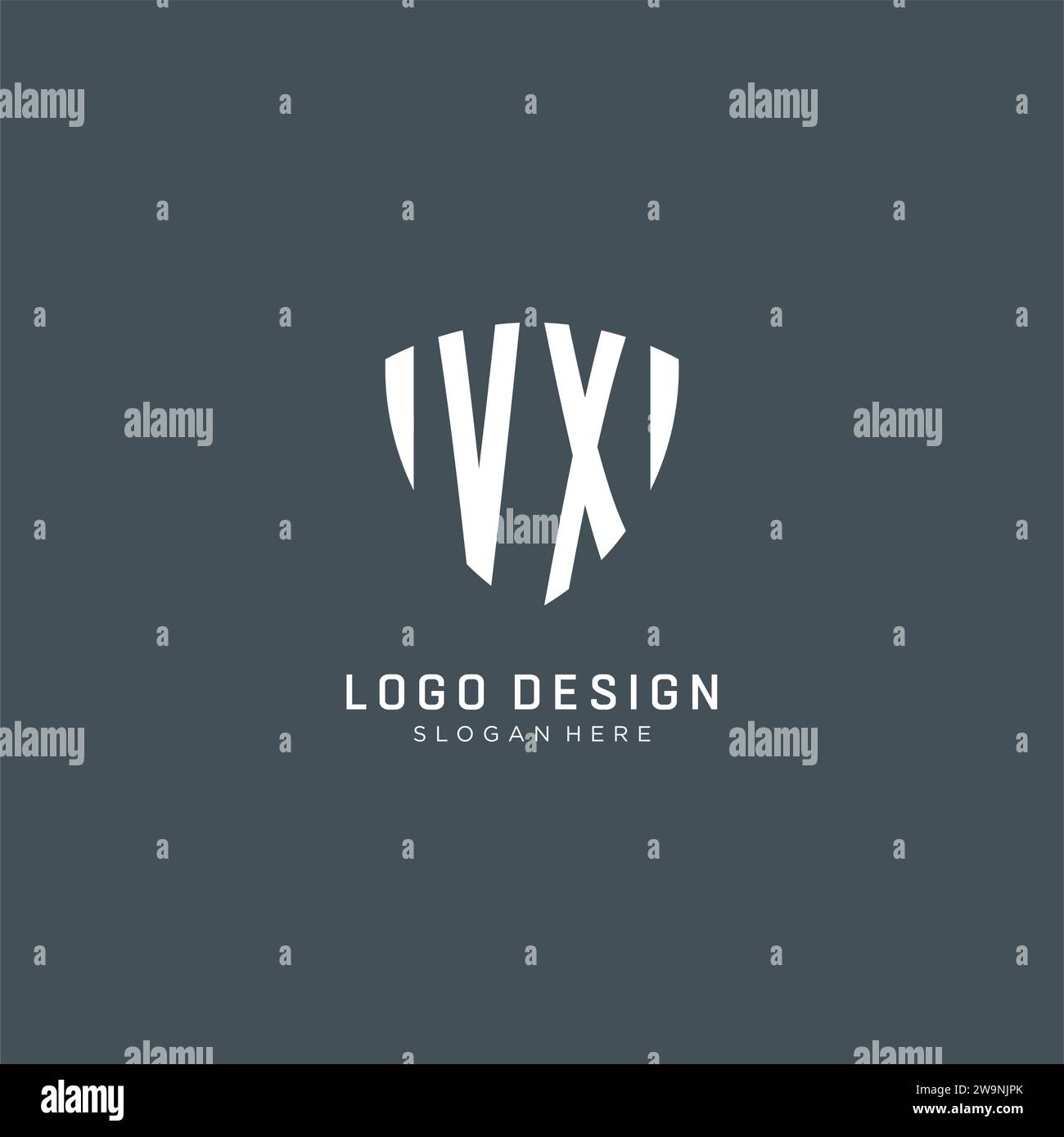 Initials VX logo shield guard shape, creative logo design concept vector graphic Stock Vector ...