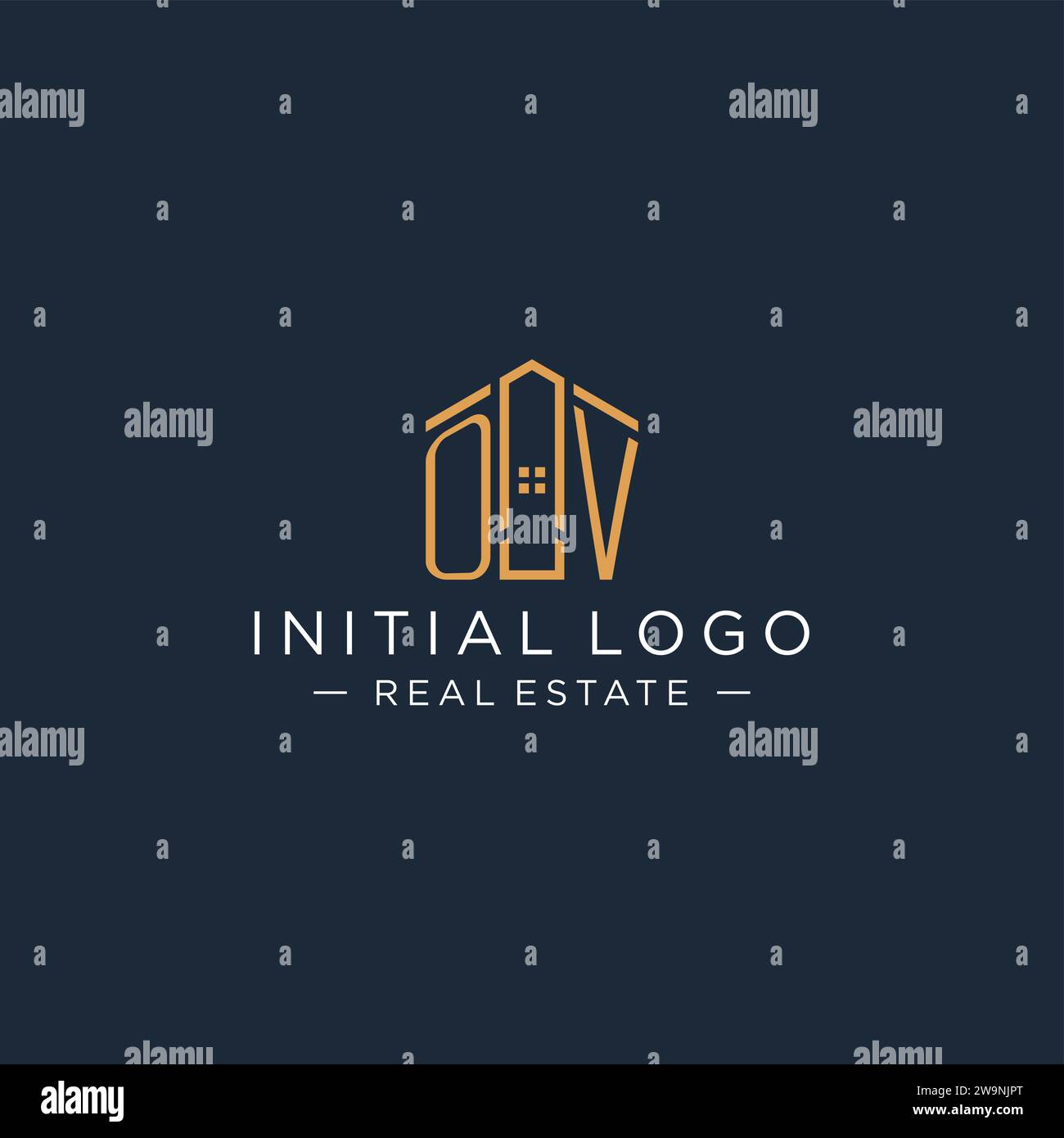 Initial letter OV logo with abstract house shape, luxury and modern ...