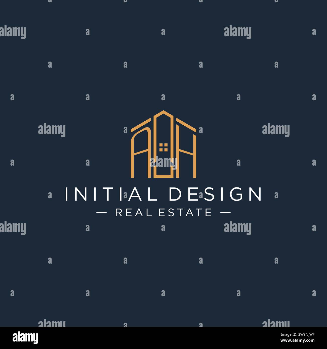 Initial letter AH logo with abstract house shape, luxury and modern ...