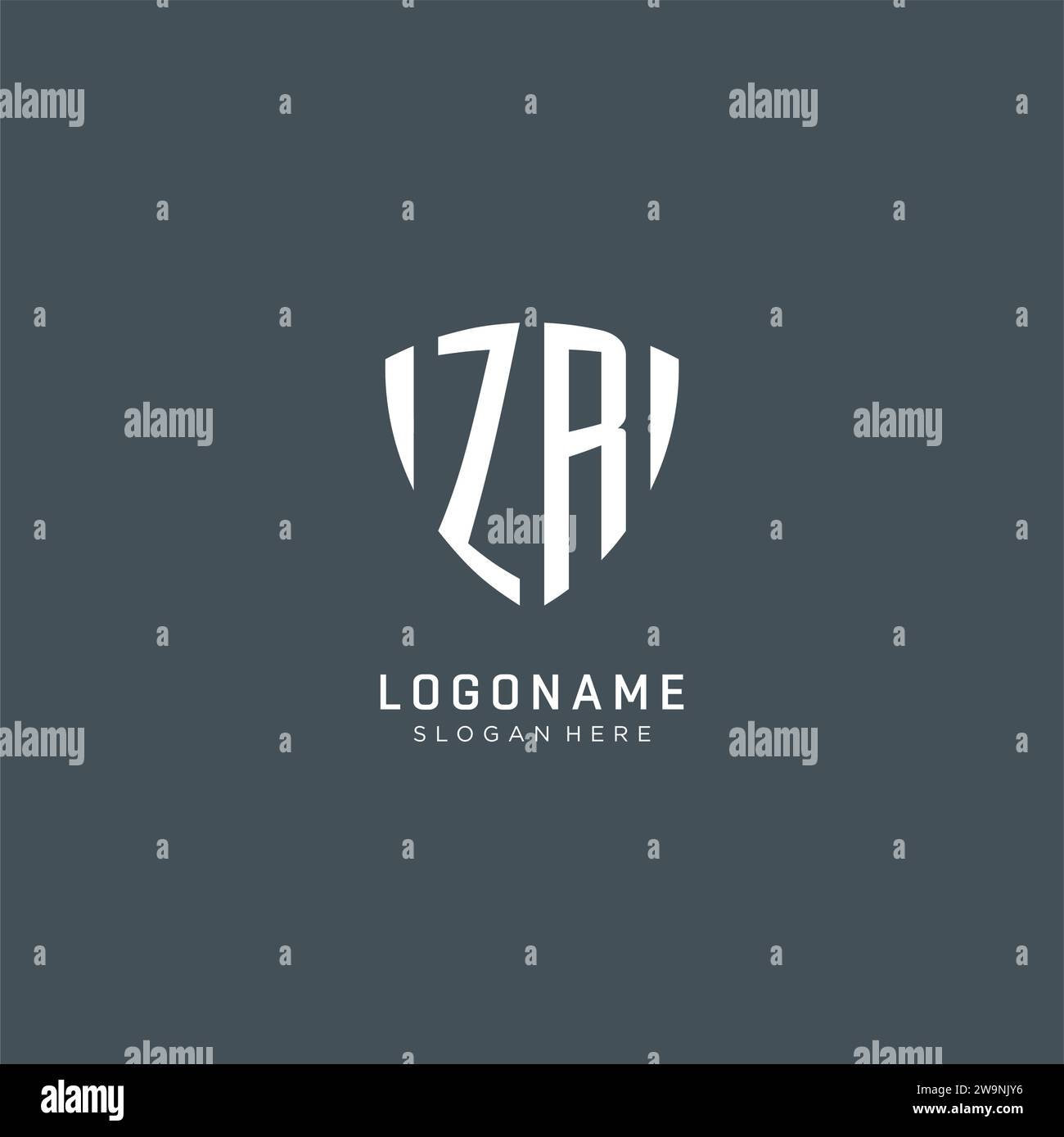 Initials ZR logo shield guard shape, creative logo design concept vector graphic Stock Vector ...