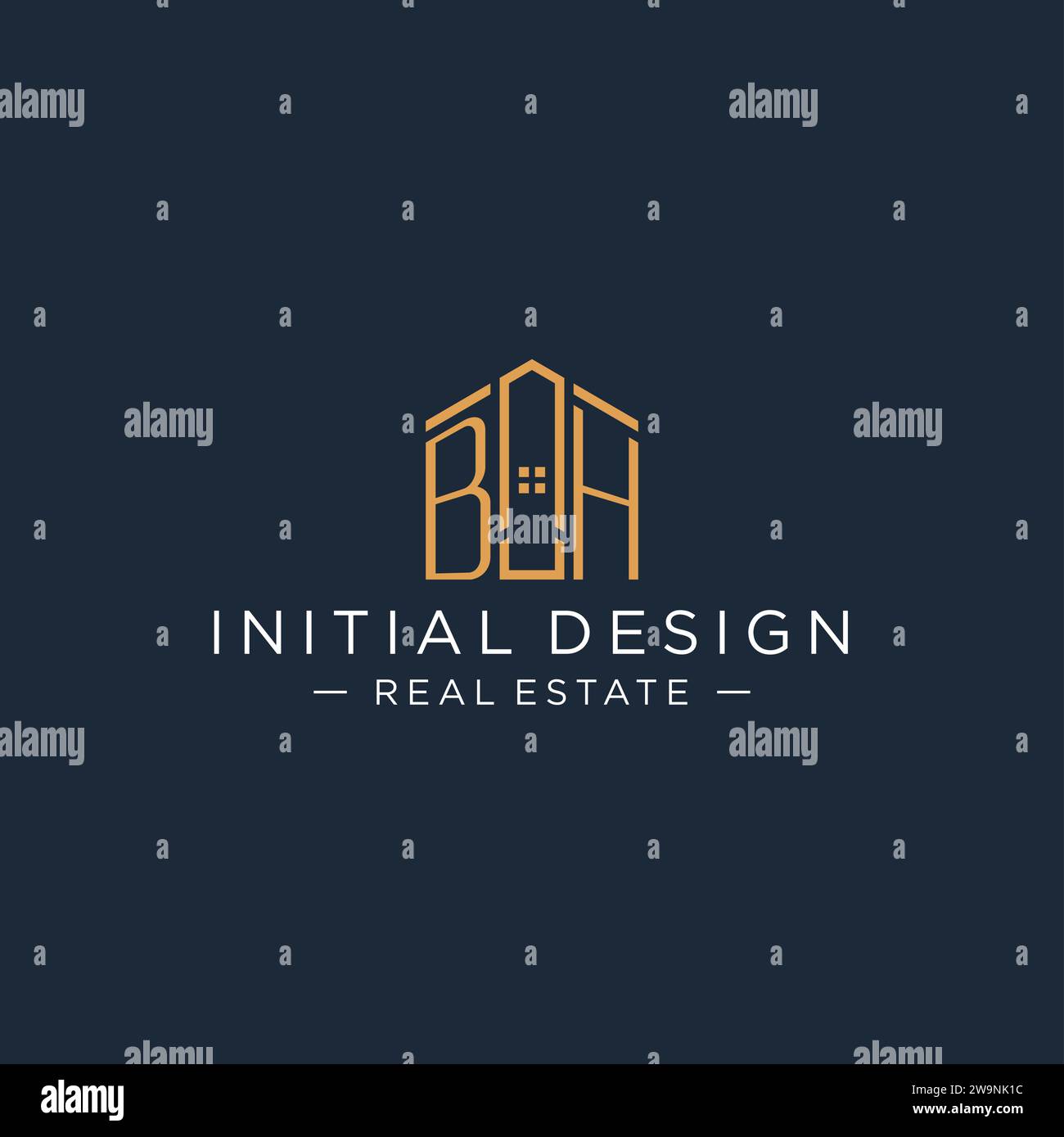 Initial letter BH logo with abstract house shape, luxury and modern ...