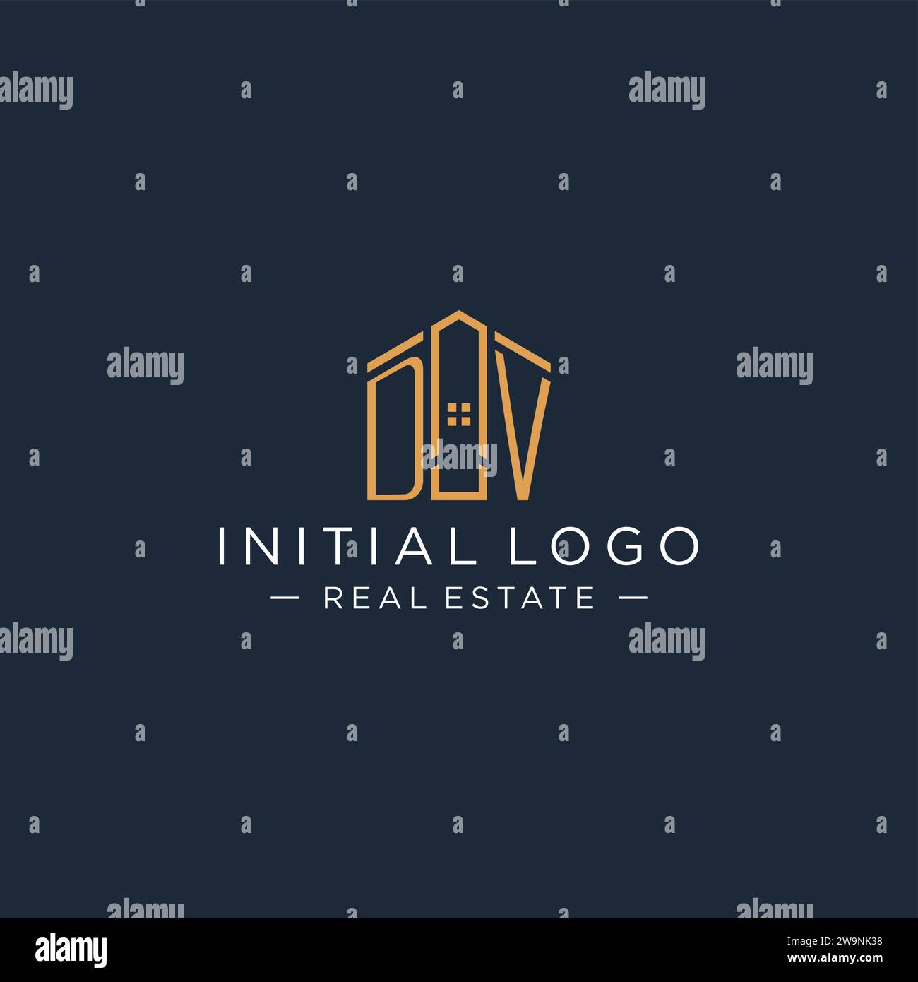 Initial letter DV logo with abstract house shape, luxury and modern ...