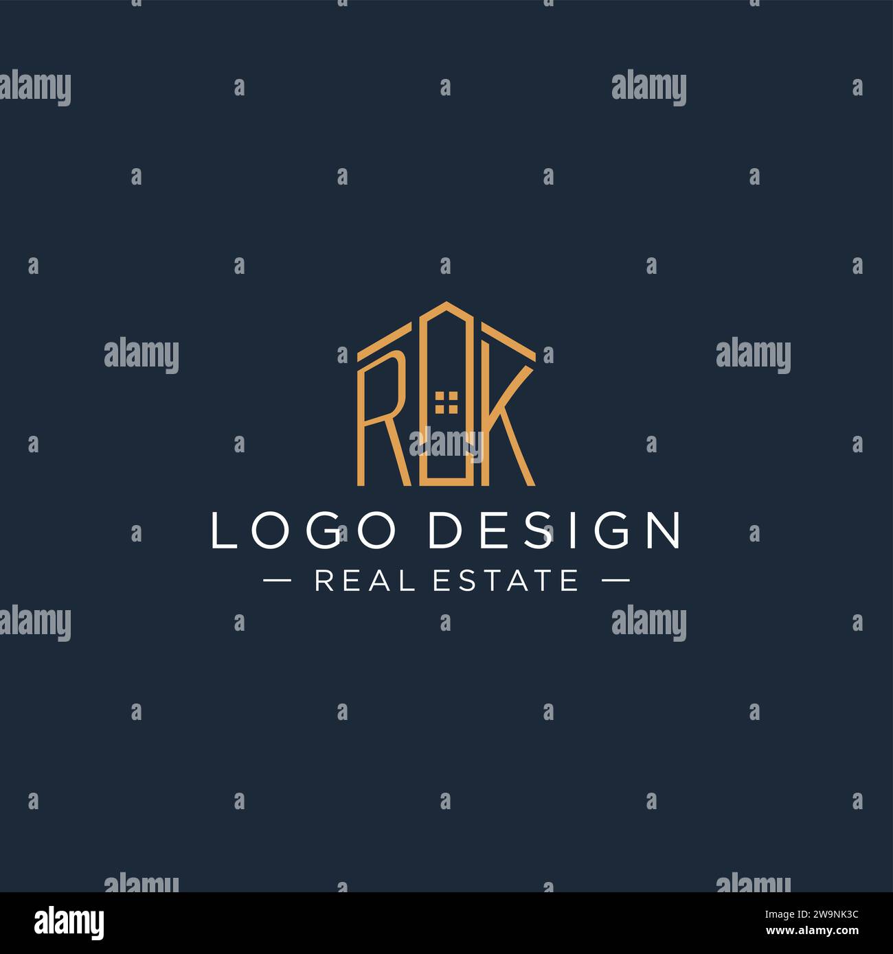 Initial letter RK logo with abstract house shape, luxury and modern real estate logo design ...