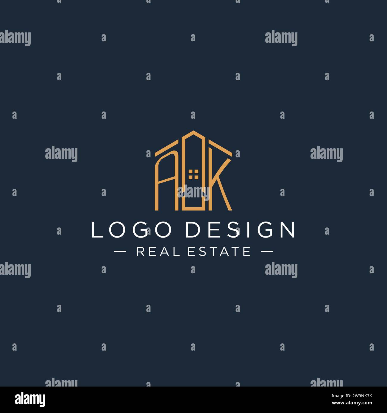 Initial letter AK logo with abstract house shape, luxury and modern ...