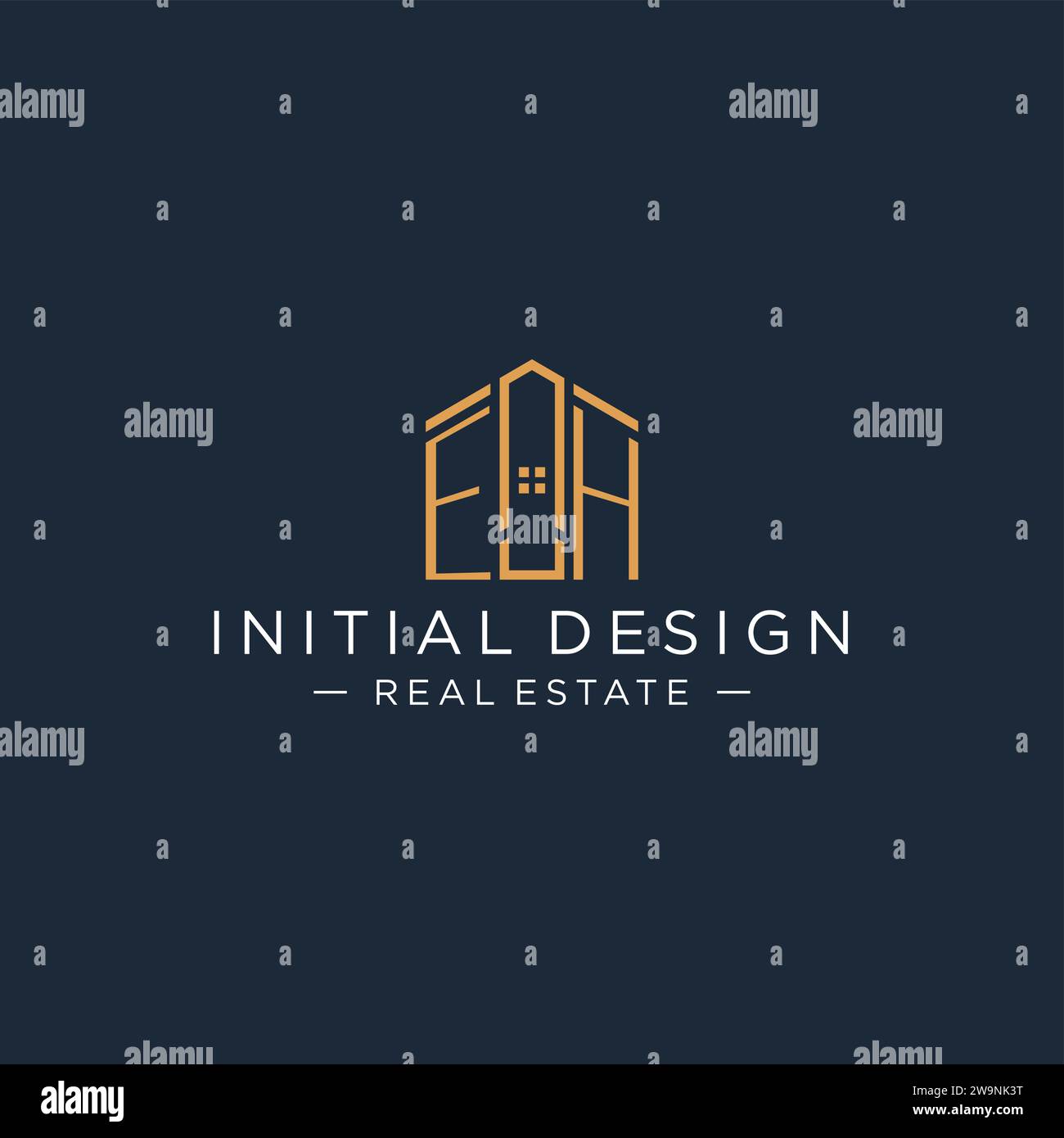 Initial letter EH logo with abstract house shape, luxury and modern ...