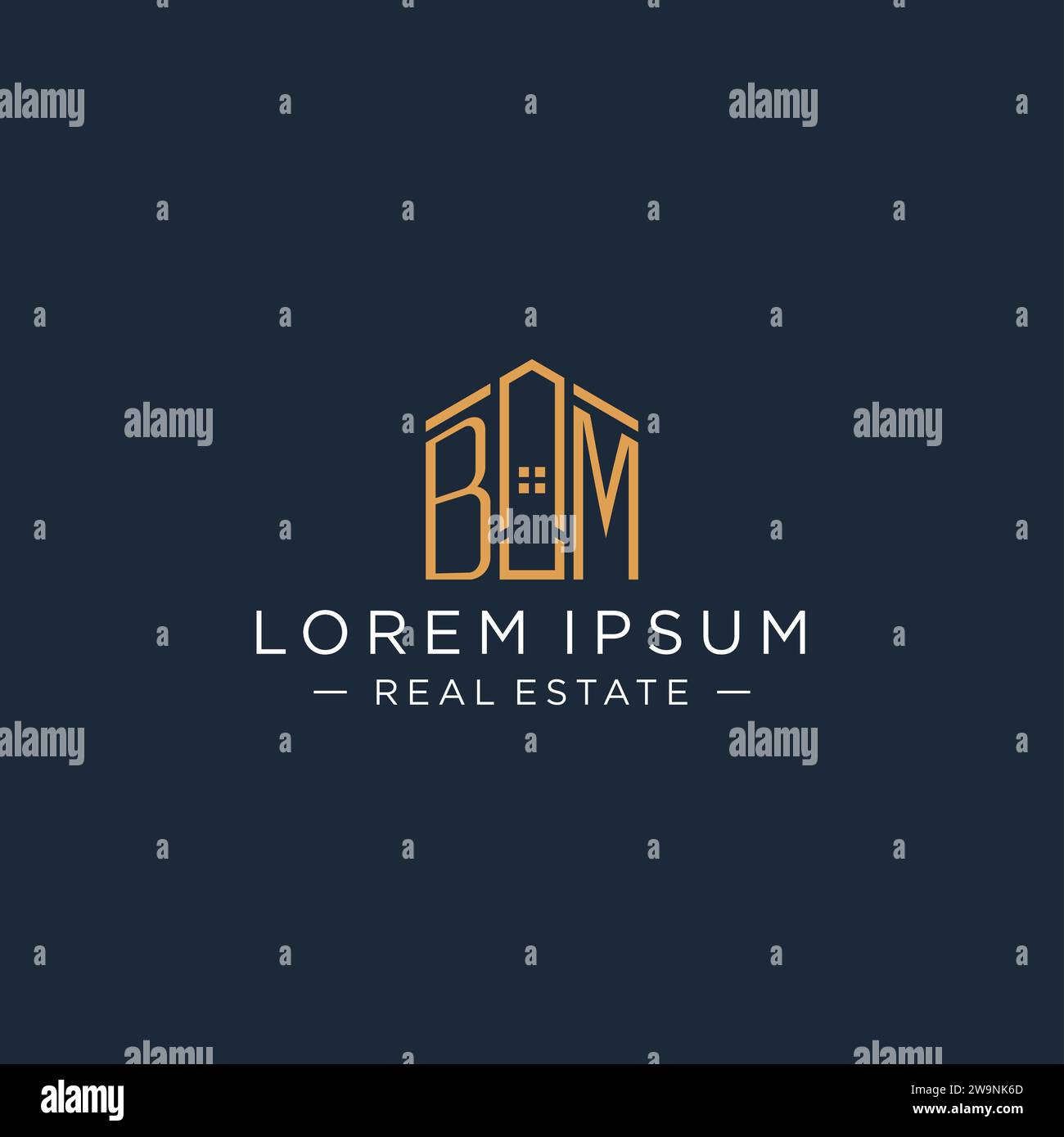 Initial letter BM logo with abstract house shape, luxury and modern real estate logo design ...