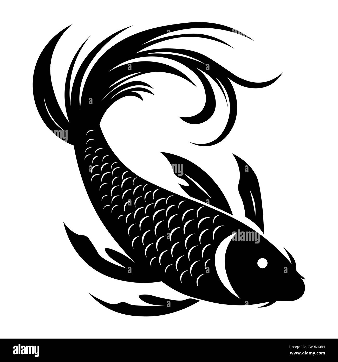 Koi fish black vector icon on white background Stock Vector Image & Art ...