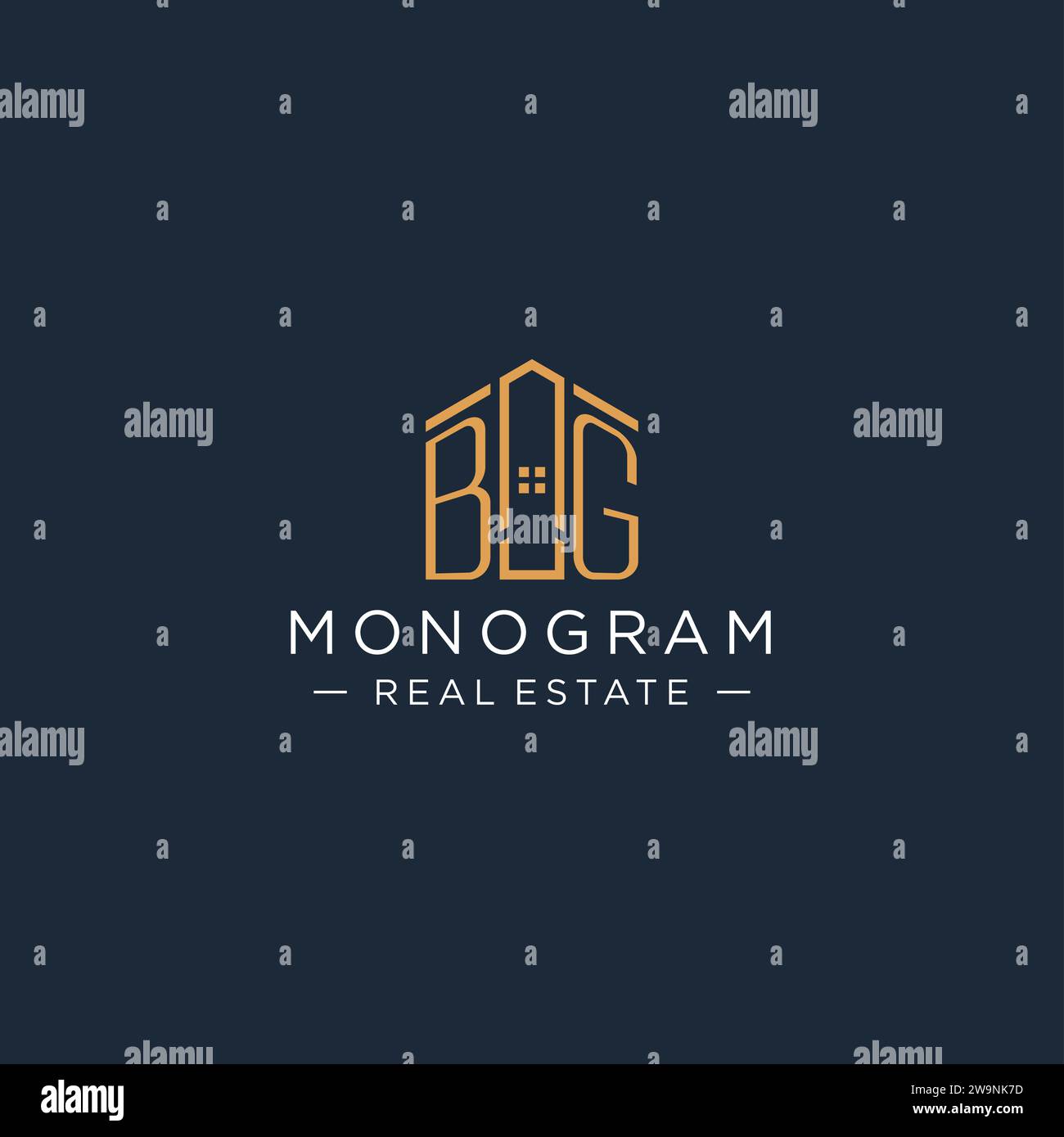 Initial letter BG logo with abstract house shape, luxury and modern ...