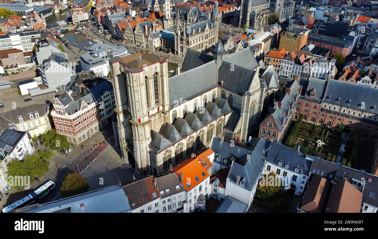 drone photo Saint-Michel Church Ghent Belgium Europe Stock Photo - Alamy