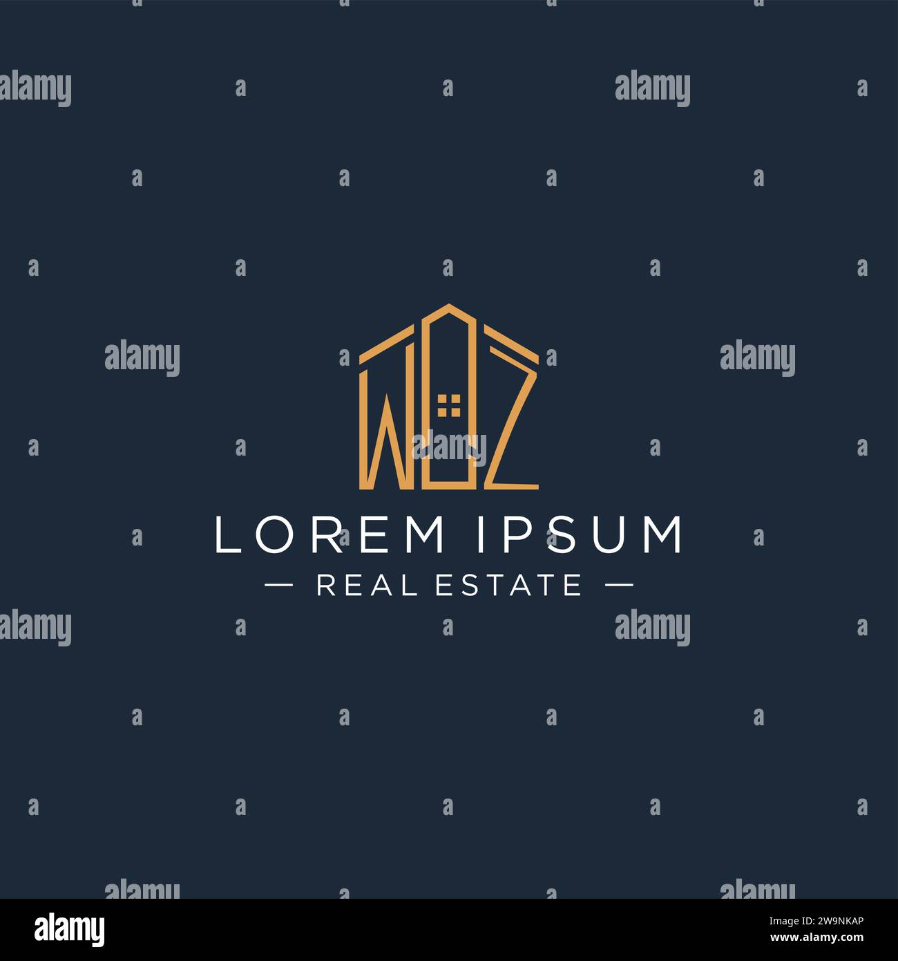 Initial letter WZ logo with abstract house shape, luxury and modern ...