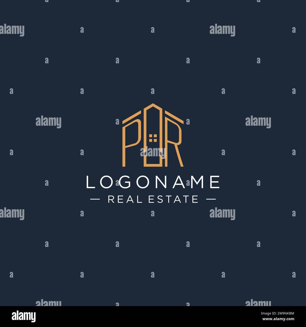 Initial letter PR logo with abstract house shape, luxury and modern real estate logo design ...