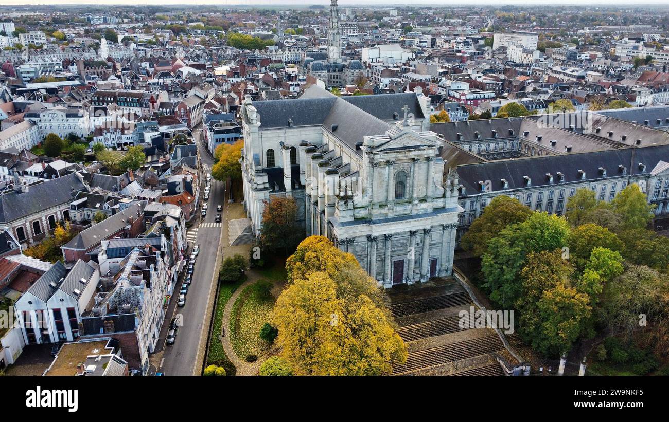 drone photo Cathedral of Notre-Dame de l'Assomption and Saint Vaast ...