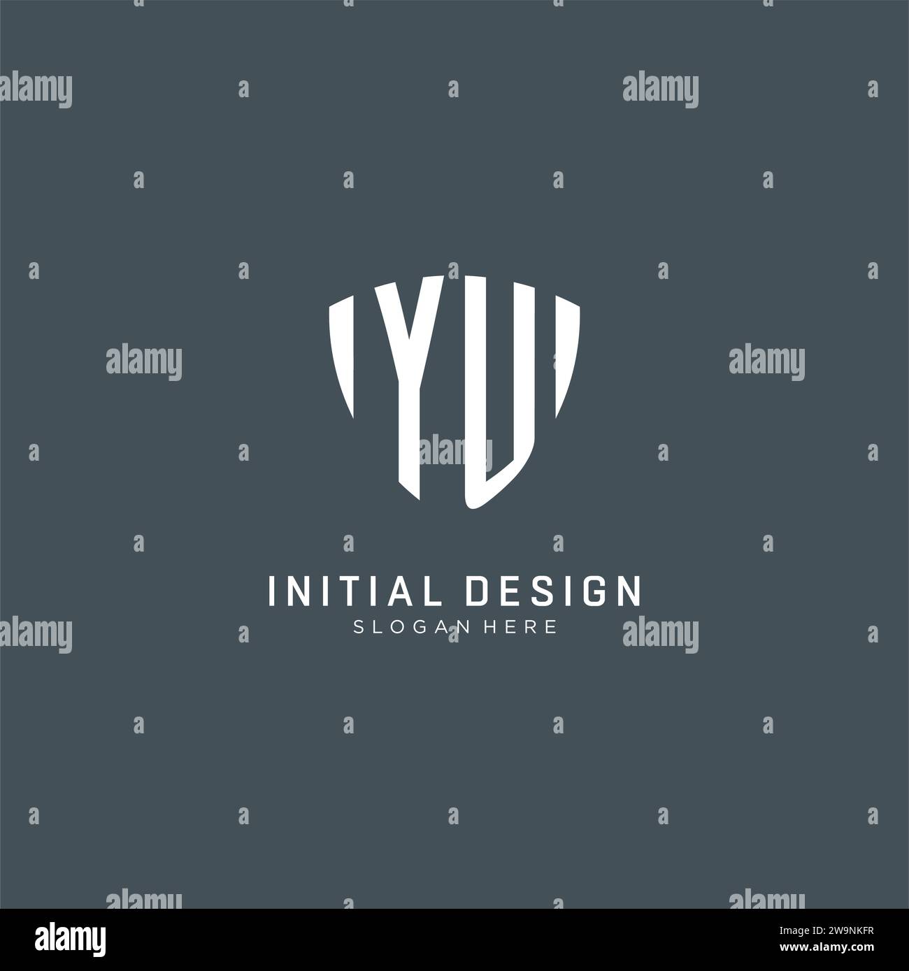 Initials YU logo shield guard shape, creative logo design concept ...