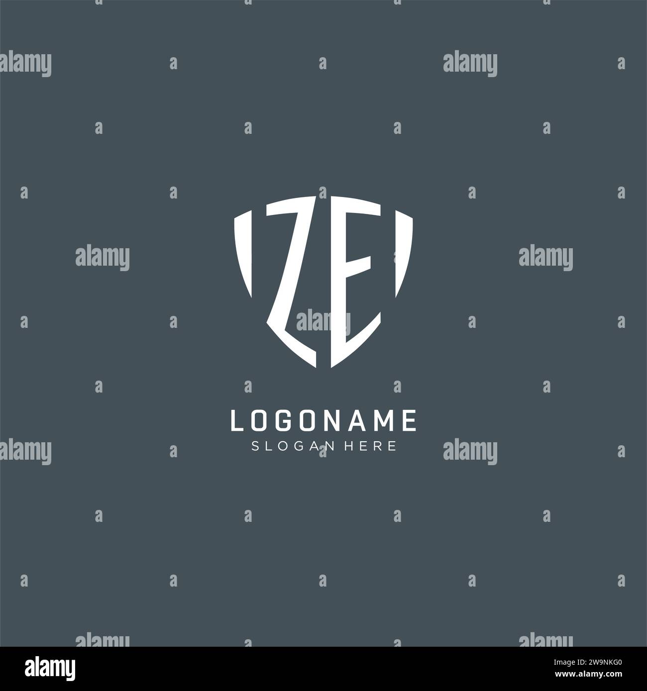 Initials ZE logo shield guard shape, creative logo design concept ...