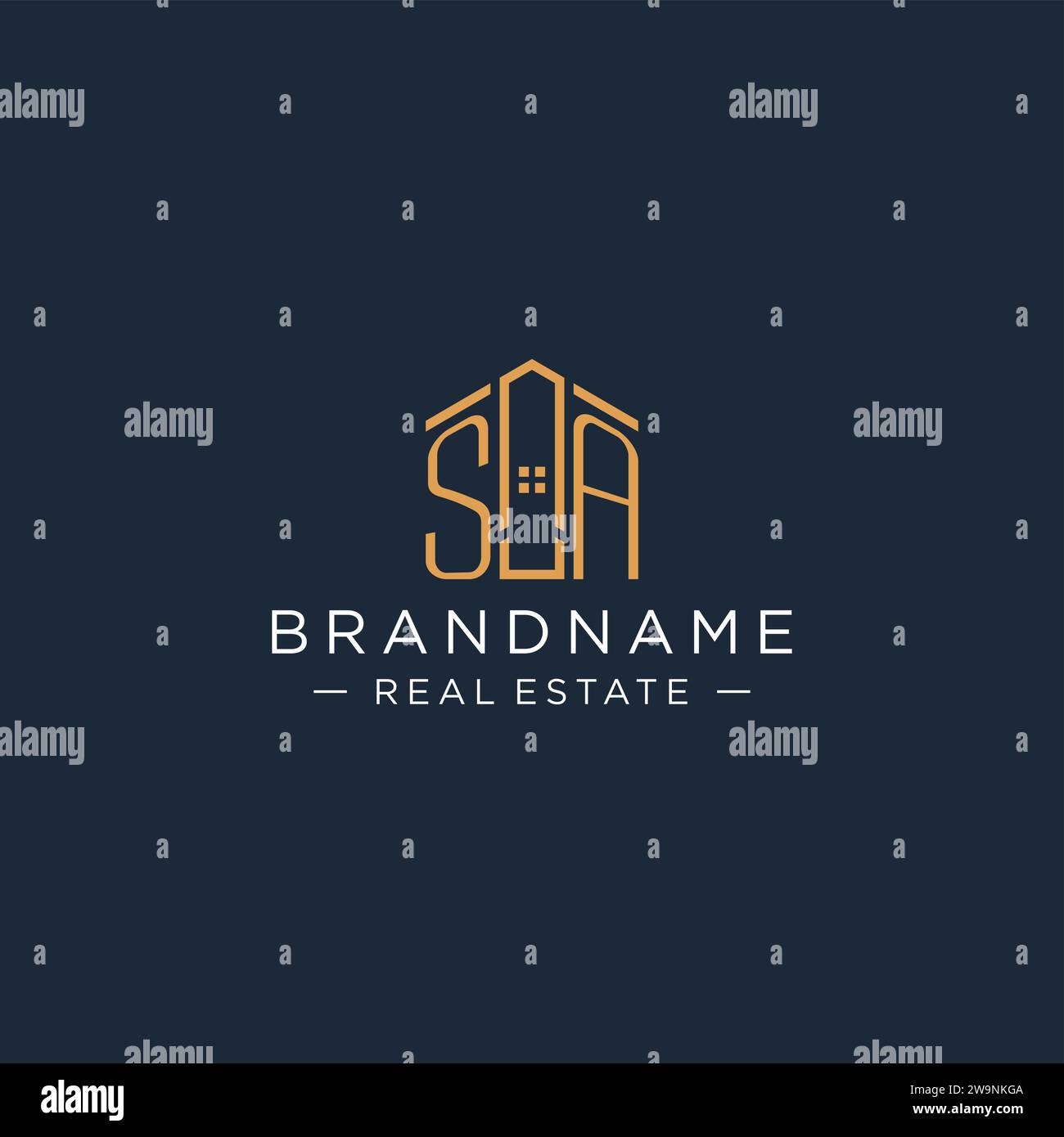 Initial letter SA logo with abstract house shape, luxury and modern ...