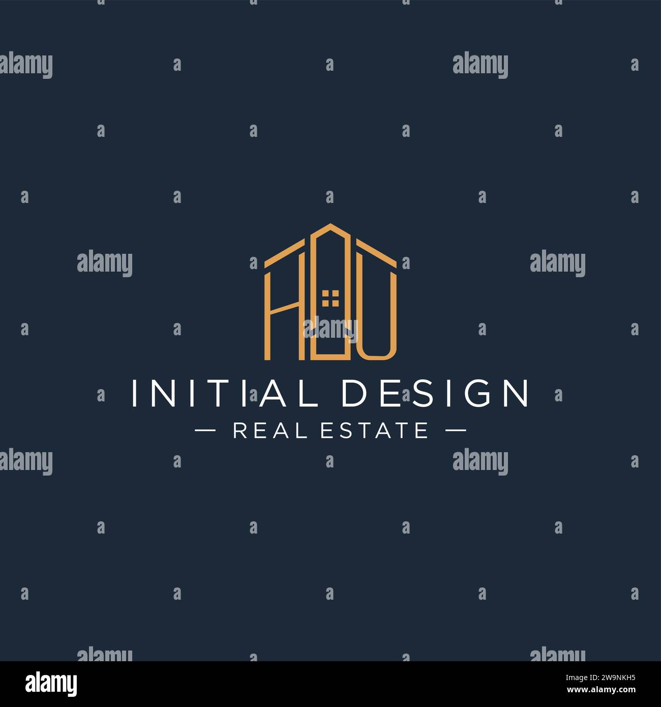 Initial letter HU logo with abstract house shape, luxury and modern real estate logo design ...