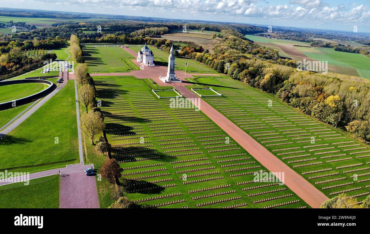drone photo Notre-Dame-de-Lorette National Necropolis France Europe ...