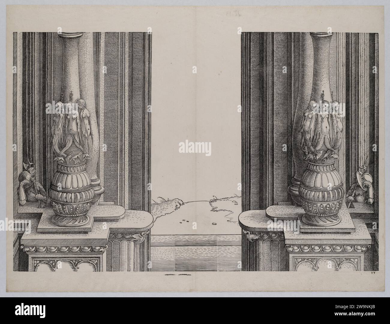 The Middle Section of the Entryway to the Central Portal, the Columns ...