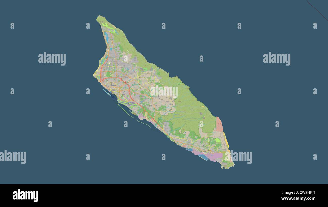 Aruba highlighted on a topographic, OSM standard style map Stock Photo ...