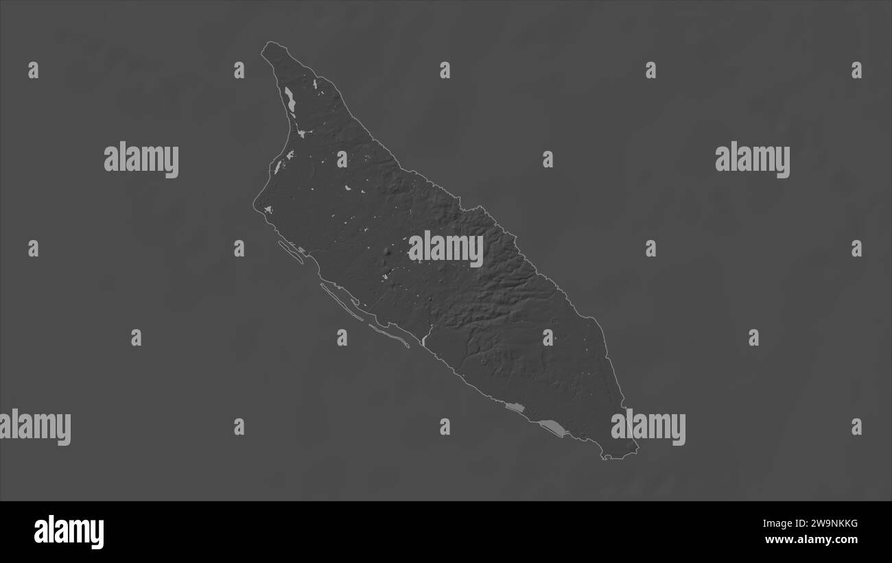 Aruba highlighted on a Bilevel elevation map with lakes and rivers ...