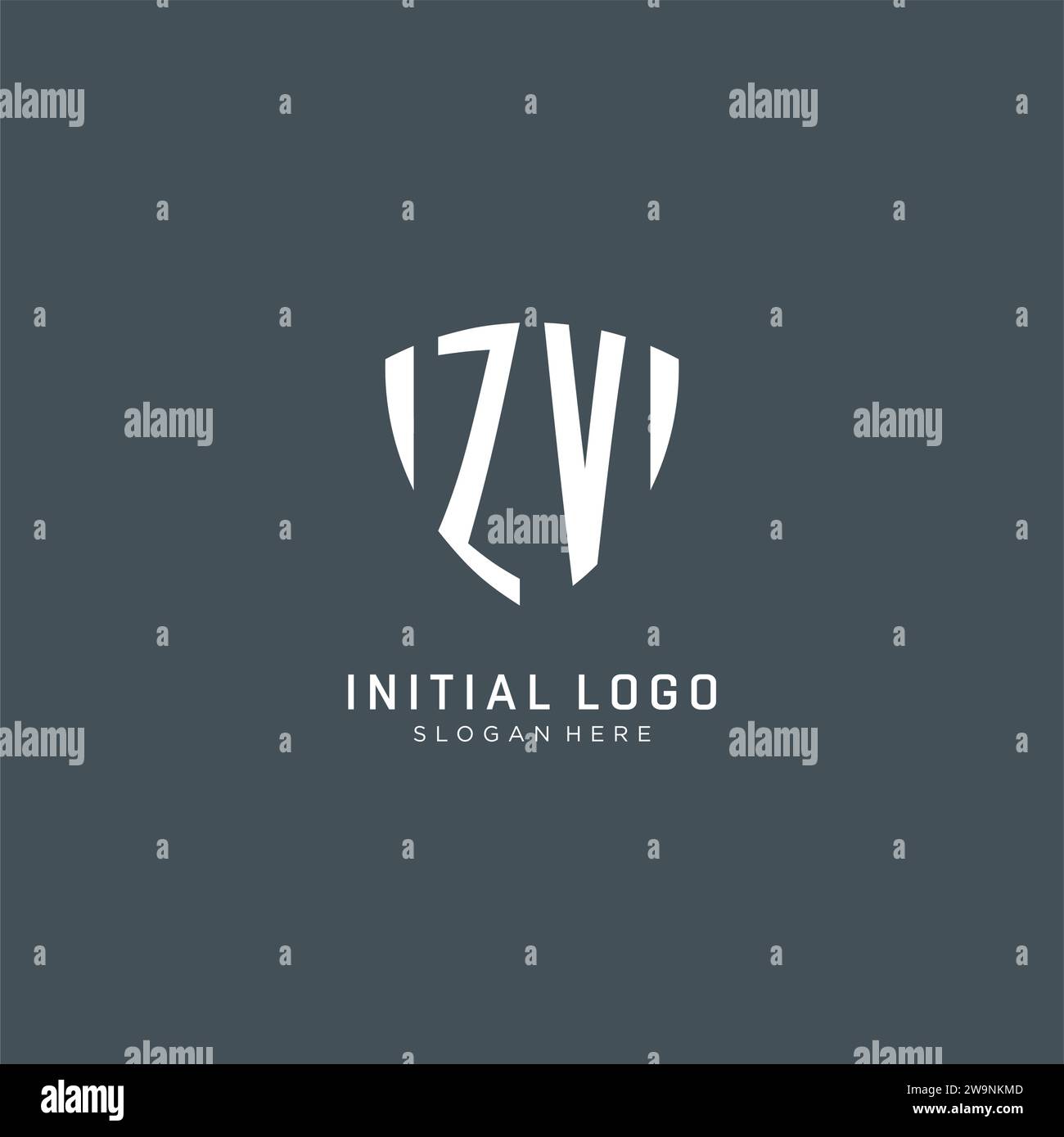 Initials ZV logo shield guard shape, creative logo design concept ...