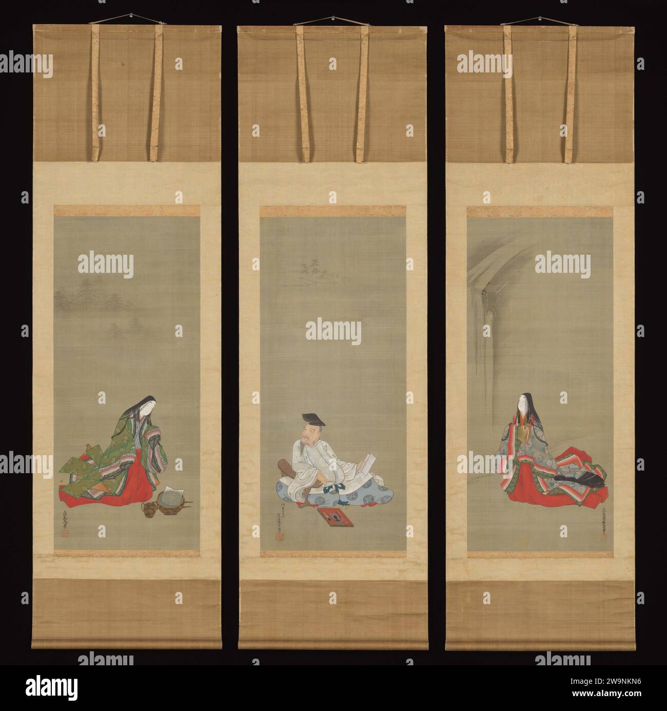 Portraits of Three Famous Poets: Hitomaro (M) Ise (R) Komachi (L) 2021 ...