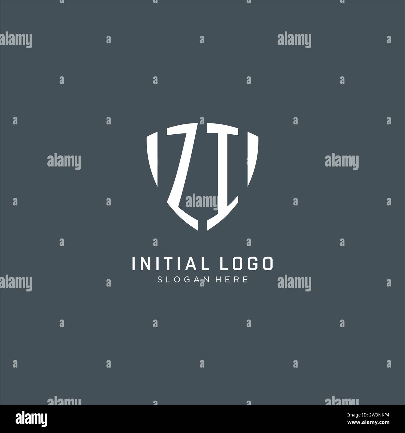 Initials ZI logo shield guard shape, creative logo design concept ...