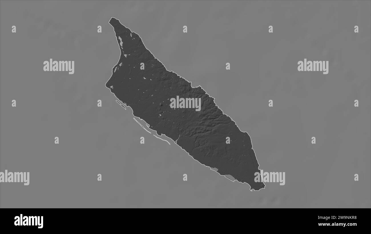 Aruba outlined on a Bilevel elevation map with lakes and rivers Stock ...
