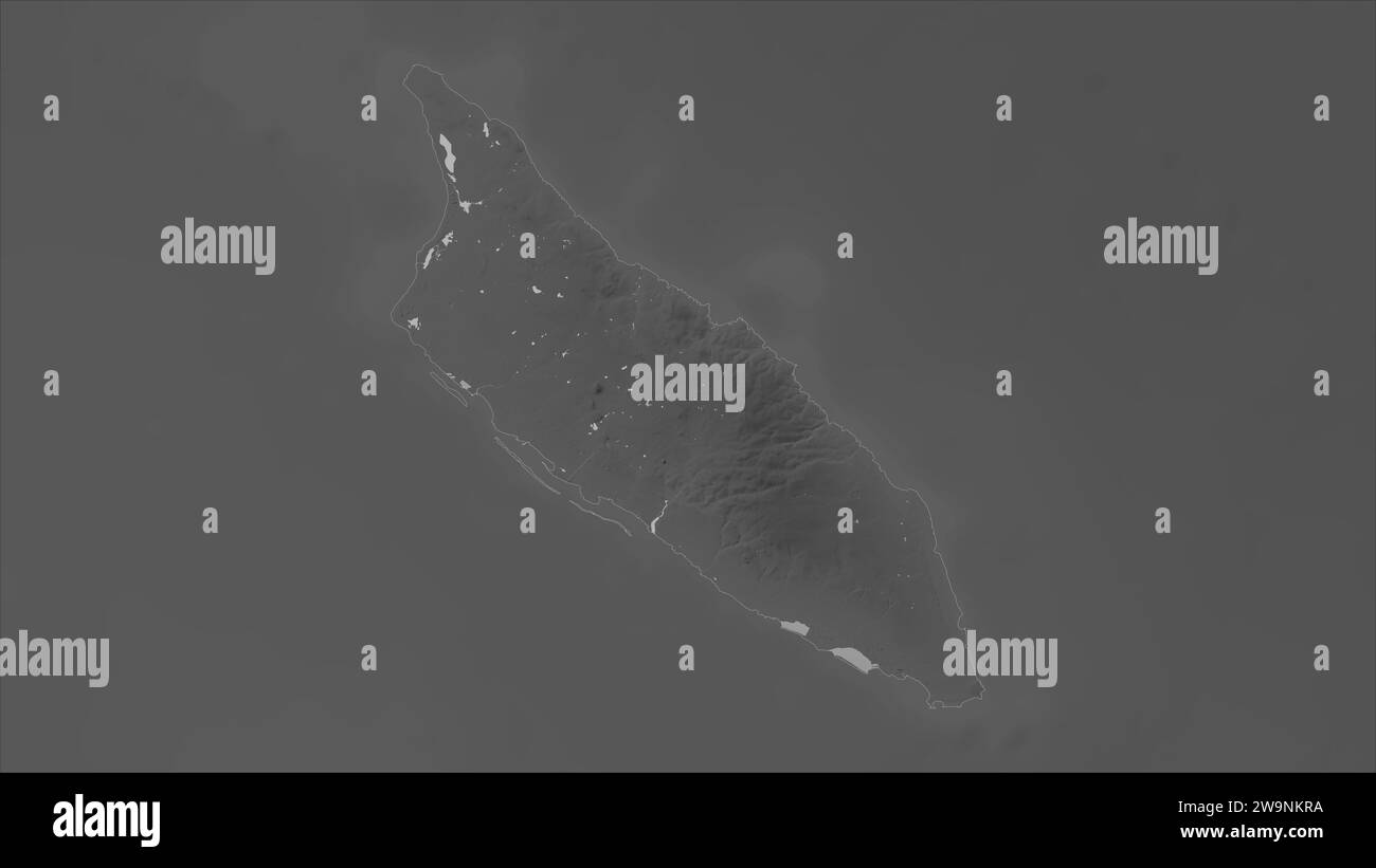 Aruba highlighted on a Grayscale elevation map with lakes and rivers ...