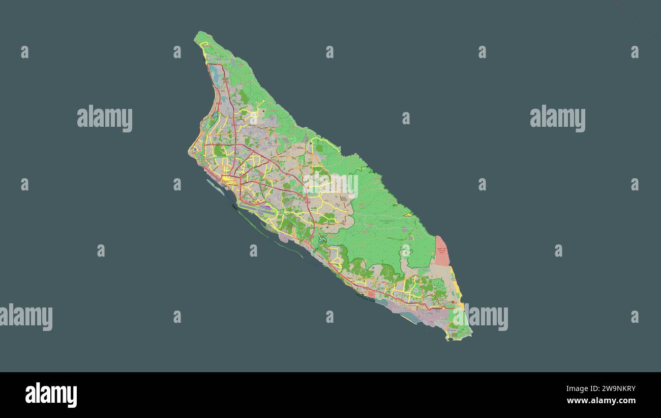 Aruba highlighted on a topographic, OSM France style map Stock Photo ...