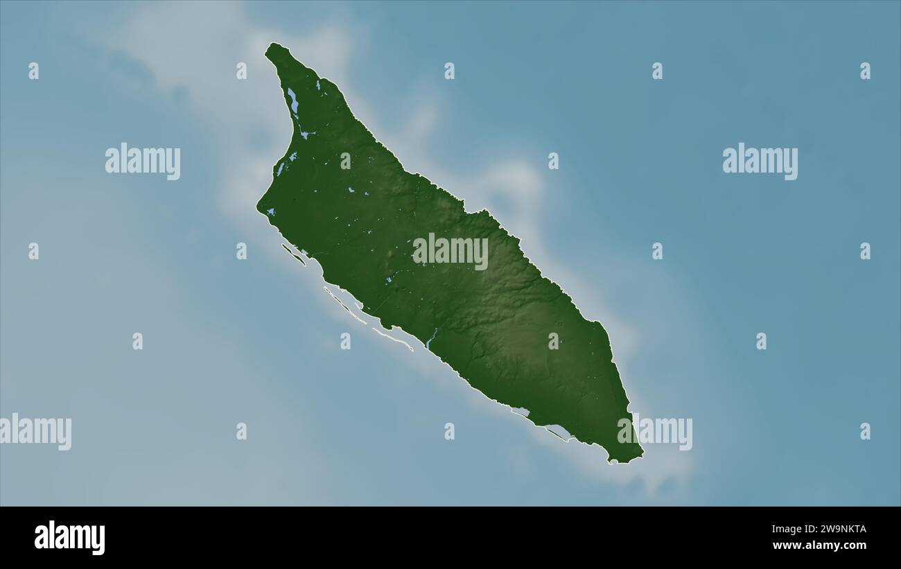 Aruba outlined on a Pale colored elevation map with lakes and rivers ...