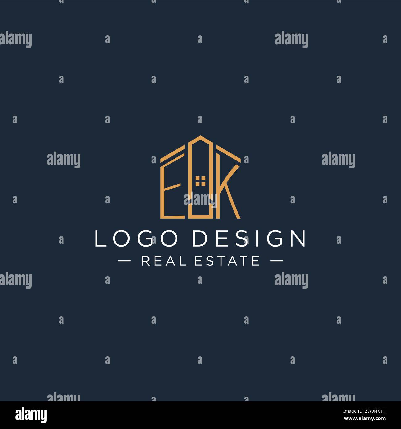 Initial letter EK logo with abstract house shape, luxury and modern ...