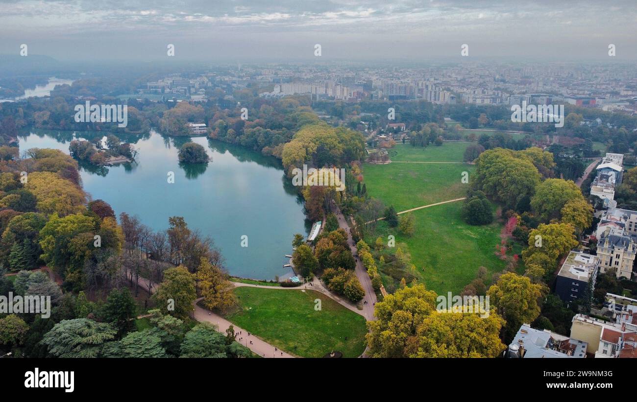 drone photo Tête d'or park Lyon France Europe Stock Photo - Alamy