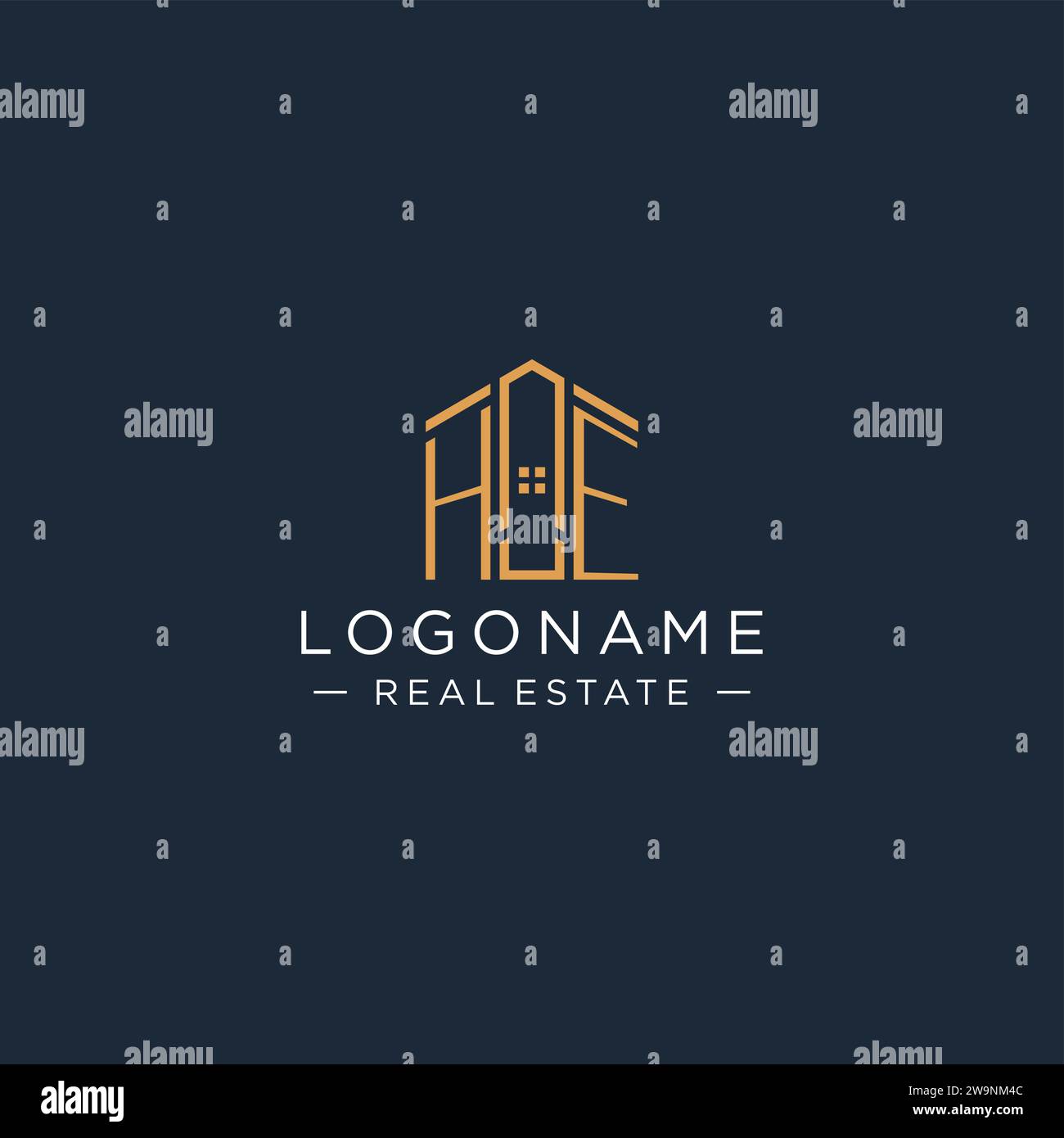 Initial letter HE logo with abstract house shape, luxury and modern ...